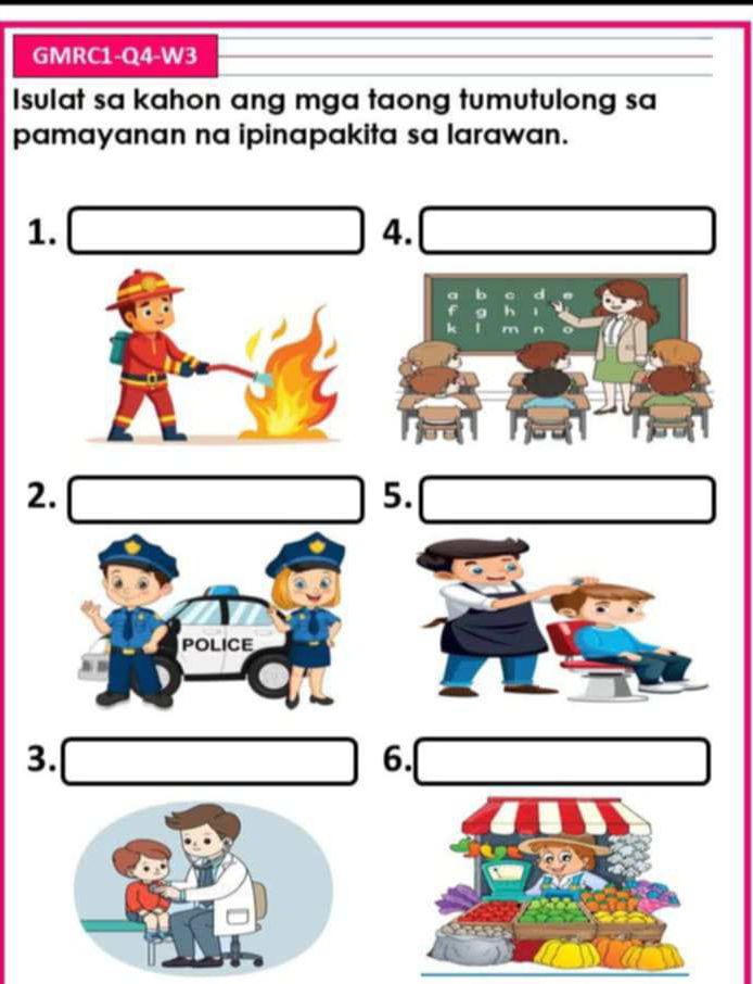 Isulat sa kahon ang mga taong tumutulong sa | StudyX