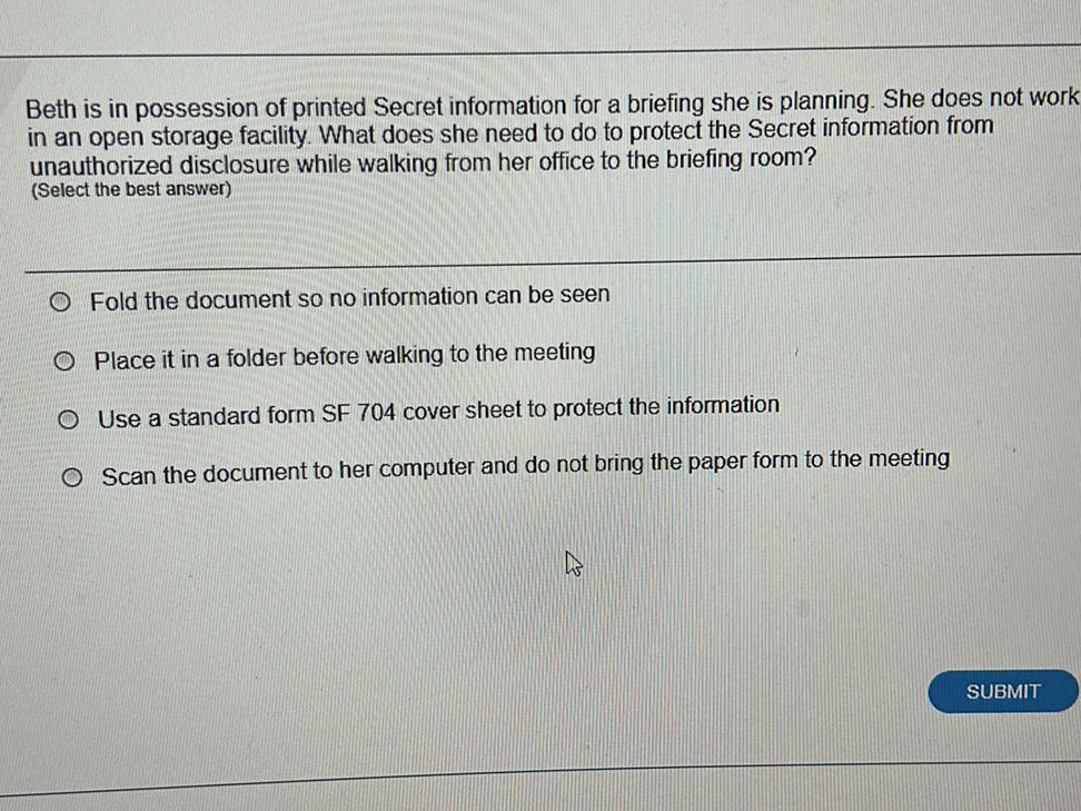 Beth is in possession of printed Secret | StudyX