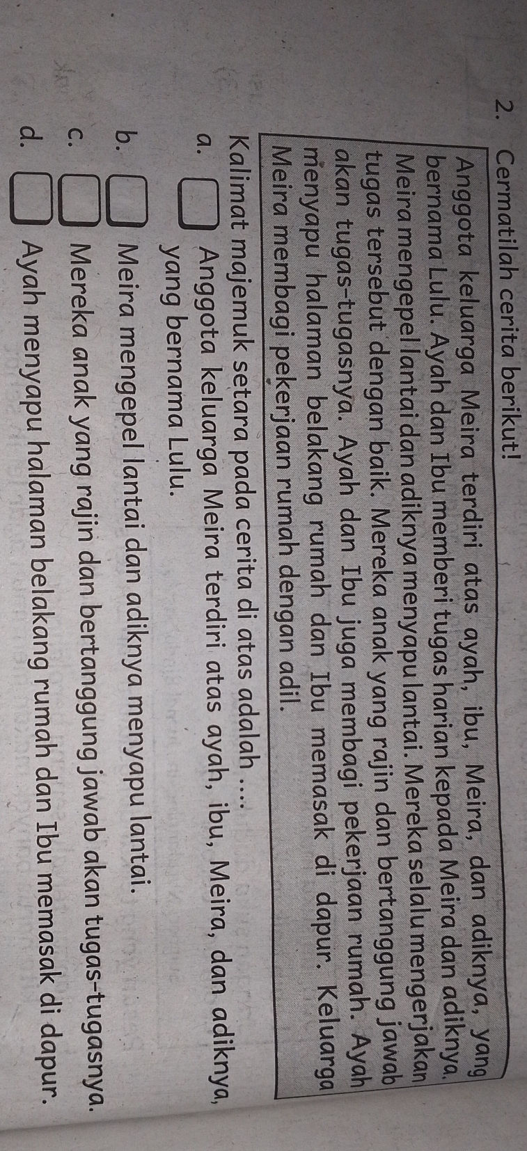 Kalimat majemuk setara pada cerita di atas | StudyX