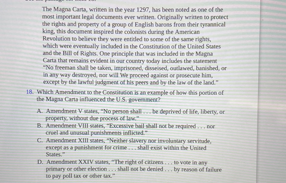 The Magna Carta, written in the year 1297, | StudyX