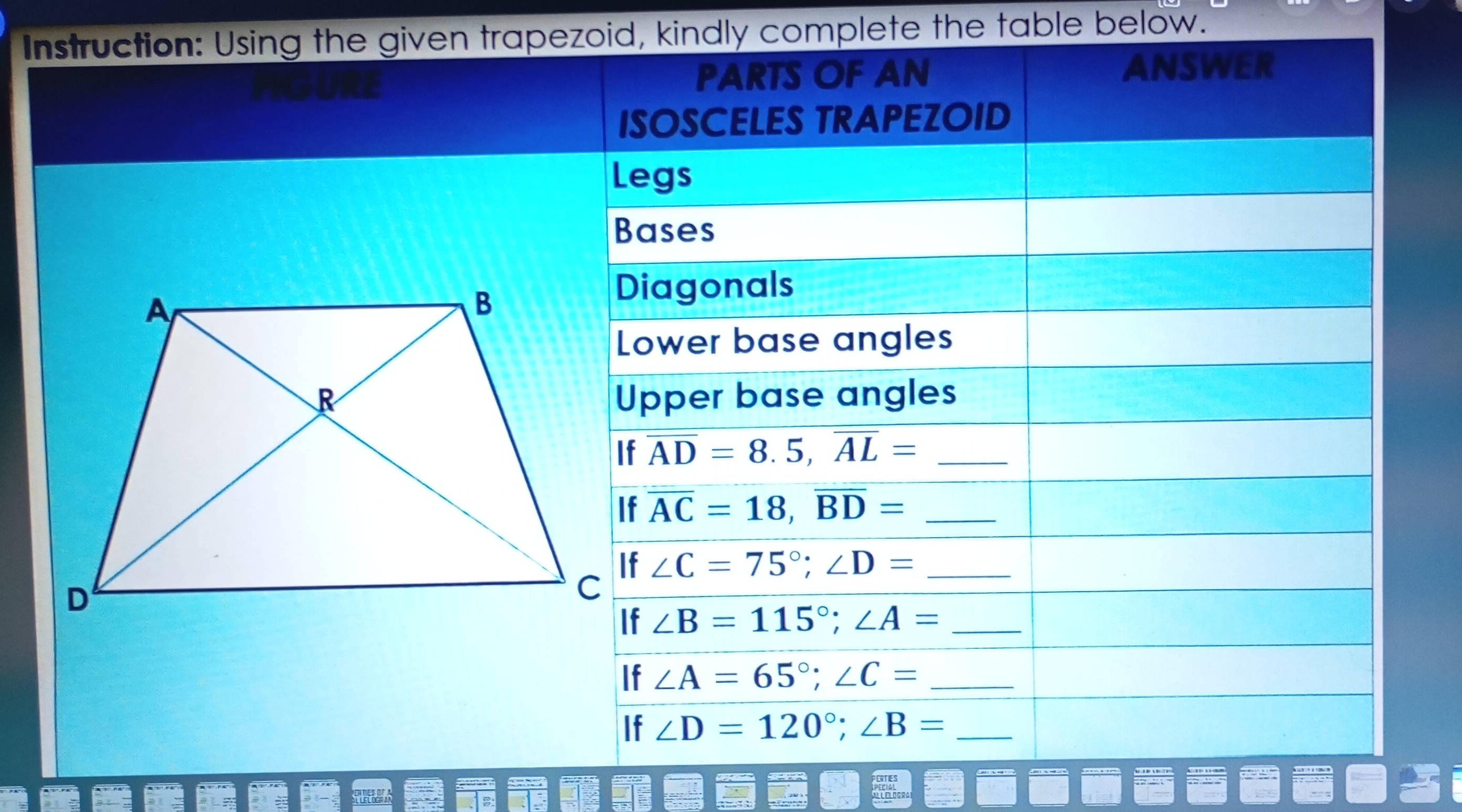 Instruction: Using the given trapezoid, | StudyX