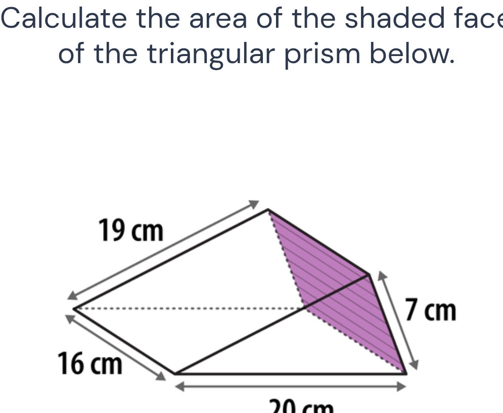 Calculate the area of the shaded face of the | StudyX