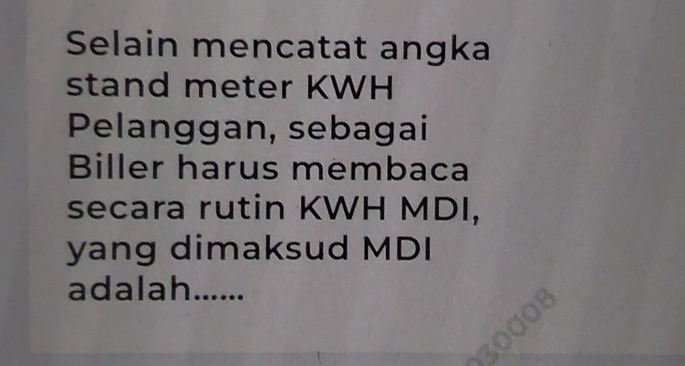 Selain mencatat angka stand meter KWH | StudyX