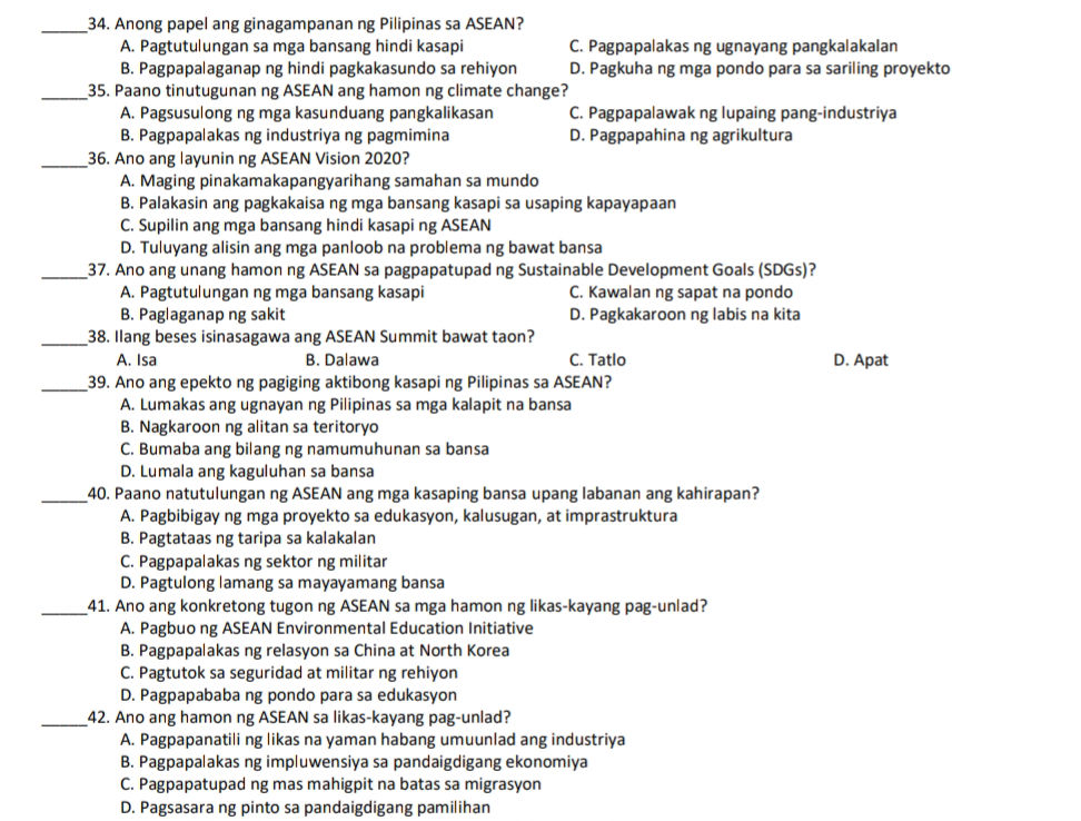 34. Anong papel ang ginagampanan ng | StudyX