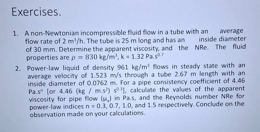 1. A non-Newtonian incompressible fluid flow | StudyX