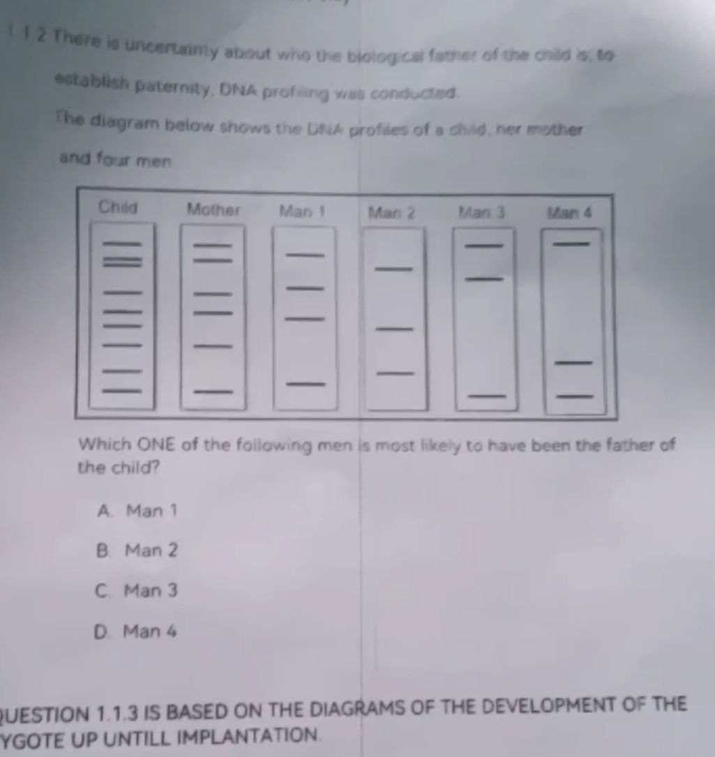 The diagram below shows the DNA profiles of | StudyX