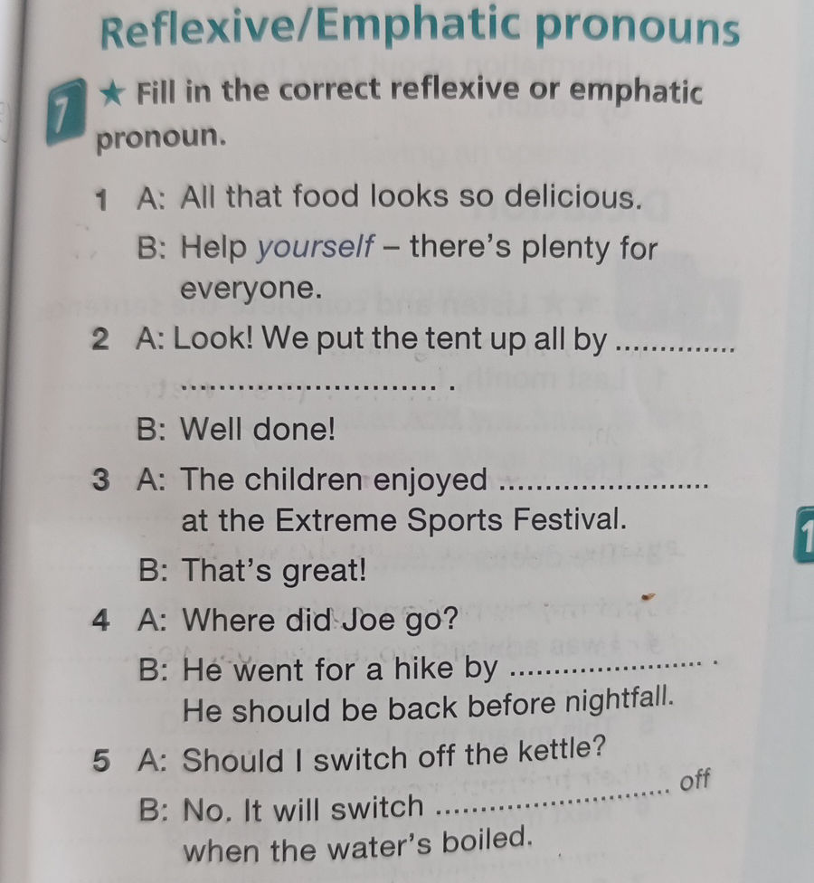 Reflexive/Emphatic pronouns ★ Fill in the | StudyX