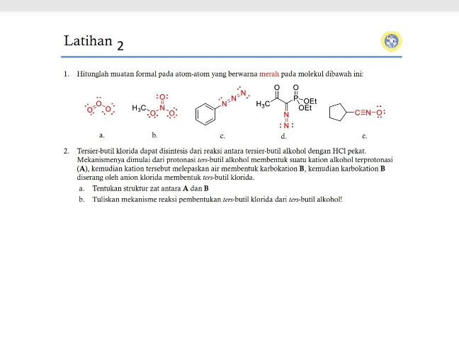 1. Hitunglah muatan formal pada atom-atom | StudyX
