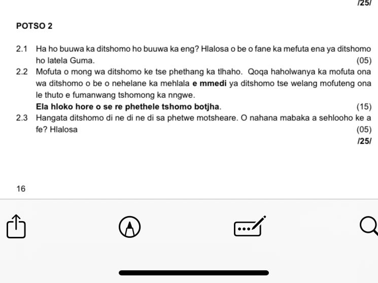 2.1 Ha ho buuwa ka ditshomo ho buuwa ka eng? | StudyX