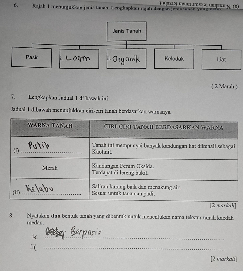 Rajah 1 menunjukkan jenis tanah. Lengkapkan | StudyX