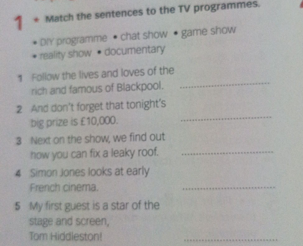 1 + Match the sentences to the TV | StudyX