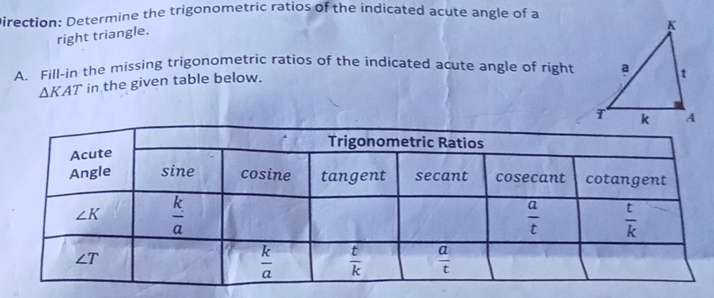 Direction: Determine the trigonometric | StudyX