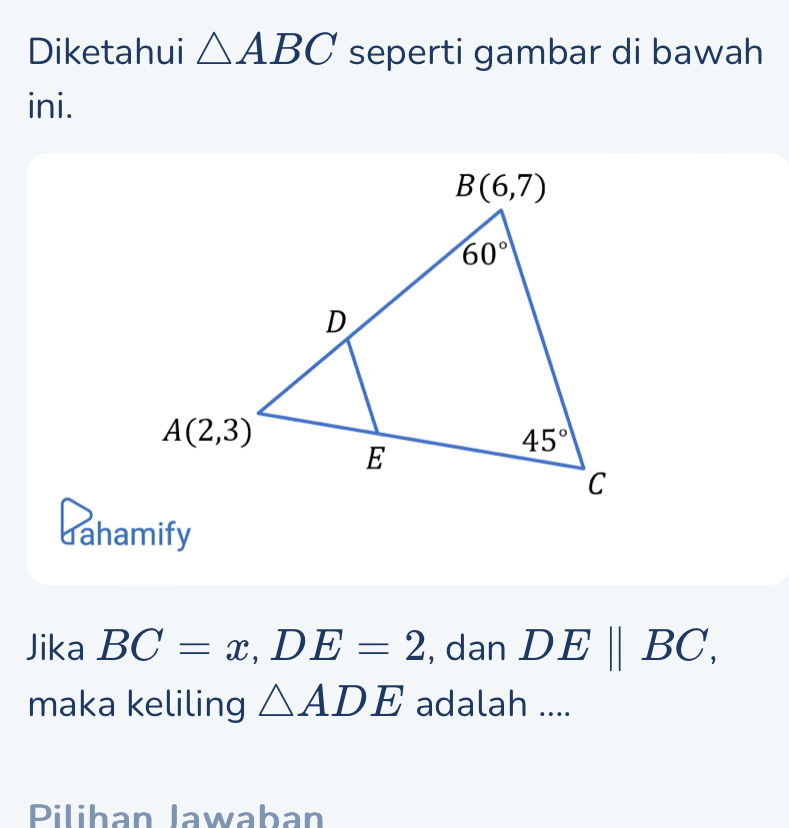 Diketahui $ ABC$ seperti gambar di bawah | StudyX