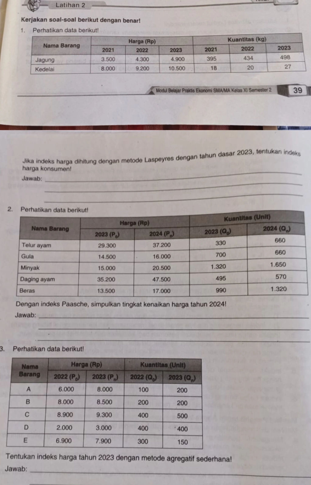 1. Perhatikan data berikut! | Nama Barang | | StudyX