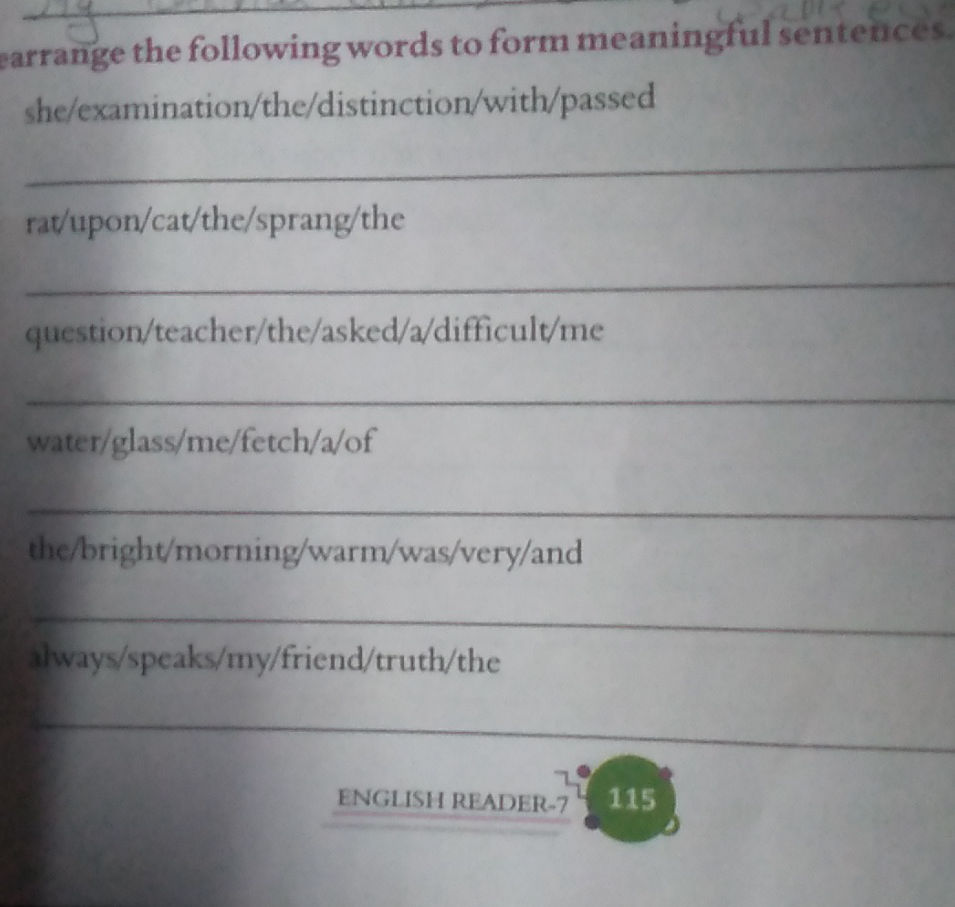 Rearrange the following words to form | StudyX