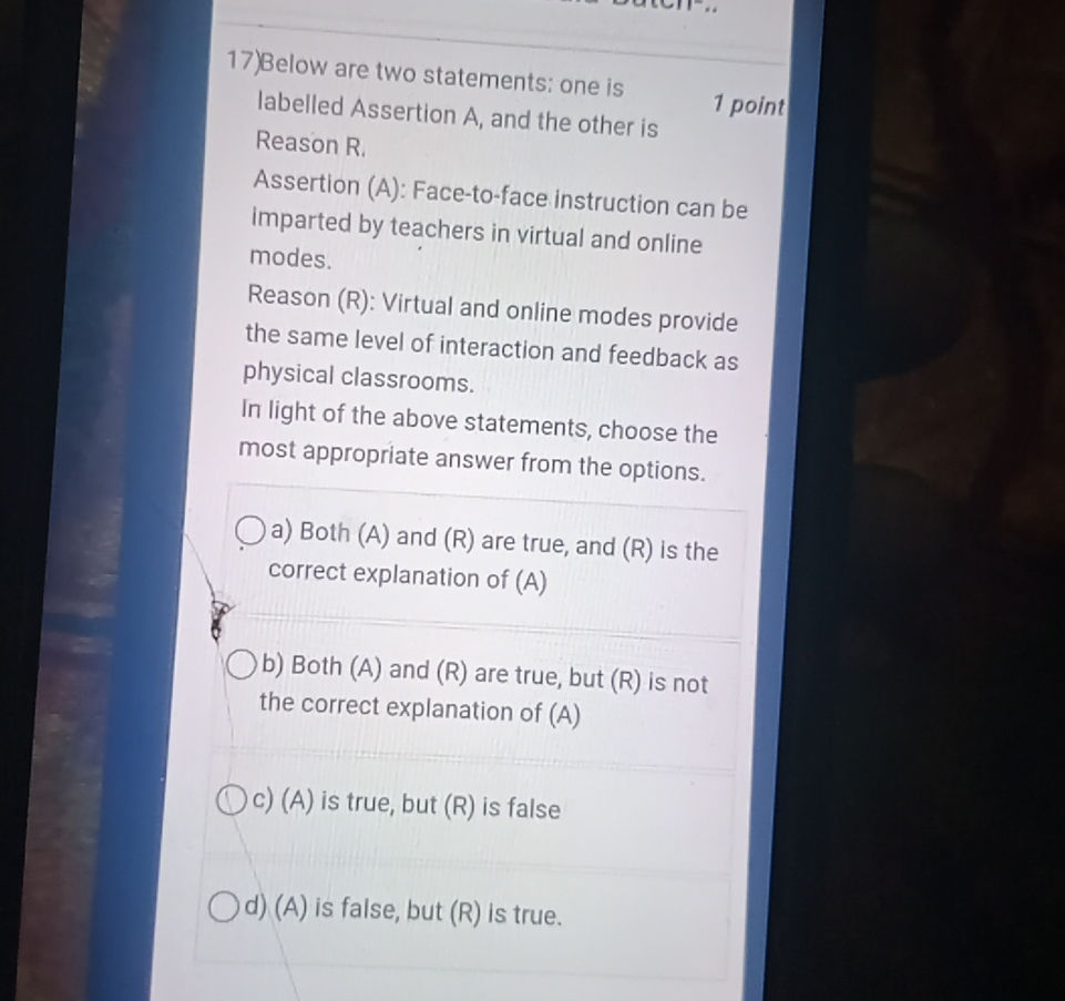 17) Below are two statements: one is | StudyX