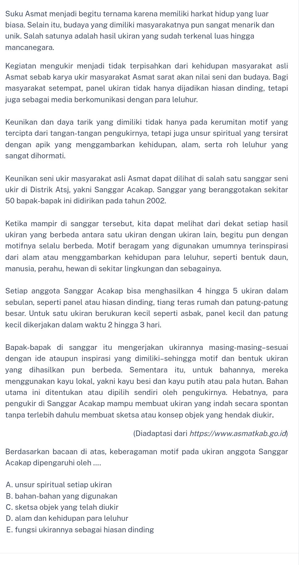 Berdasarkan bacaan di atas, keberagaman | StudyX