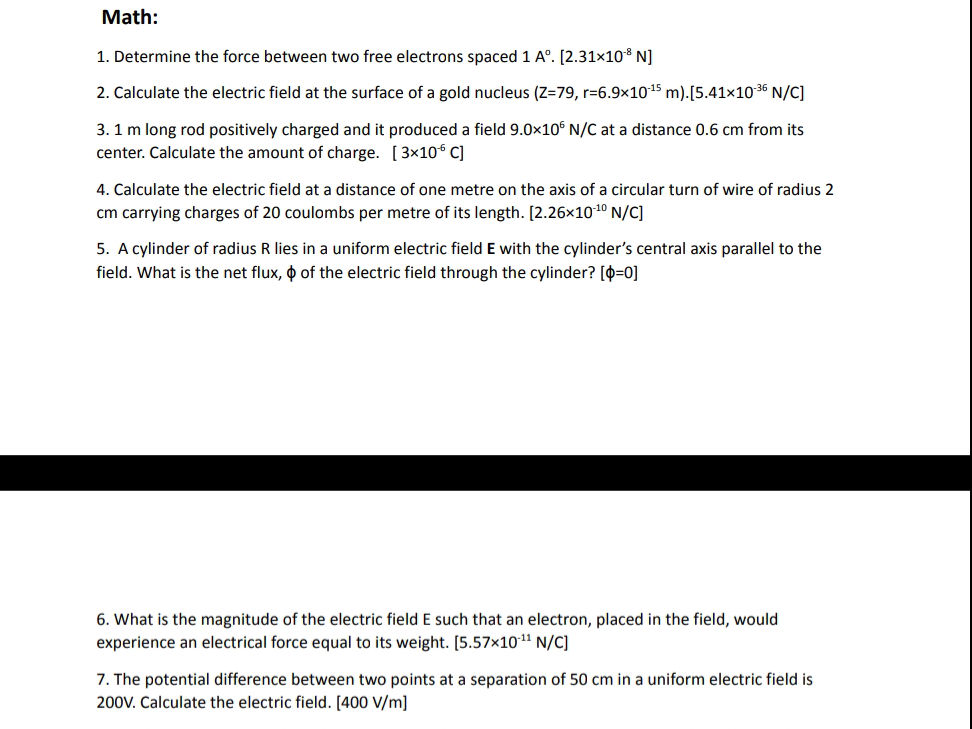 1. Determine the force between two free | StudyX