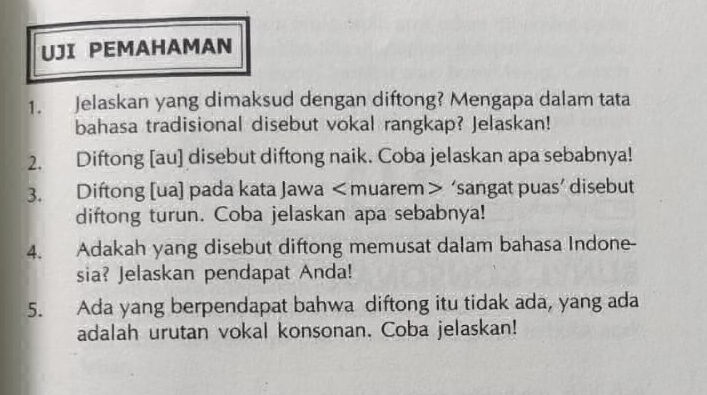 1. Jelaskan yang dimaksud dengan diftong? | StudyX