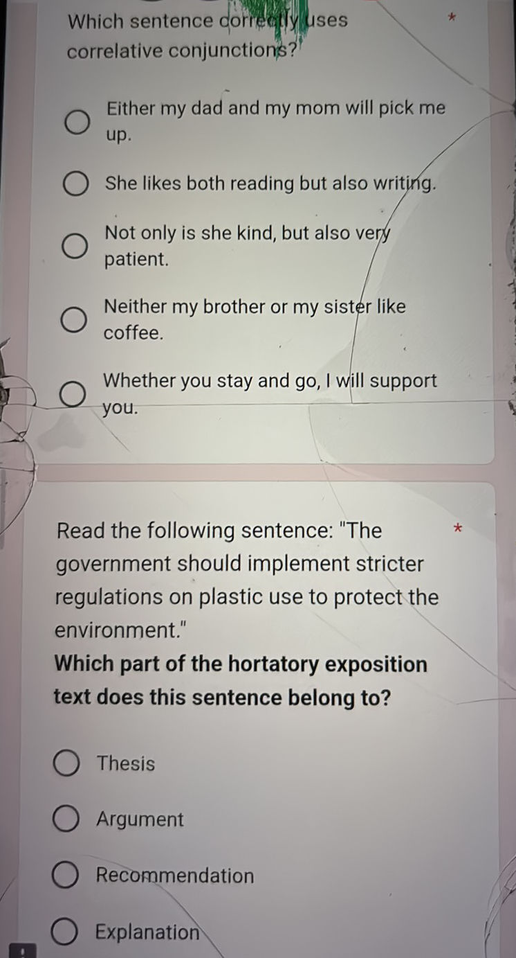 Which sentence correctly uses correlative | StudyX