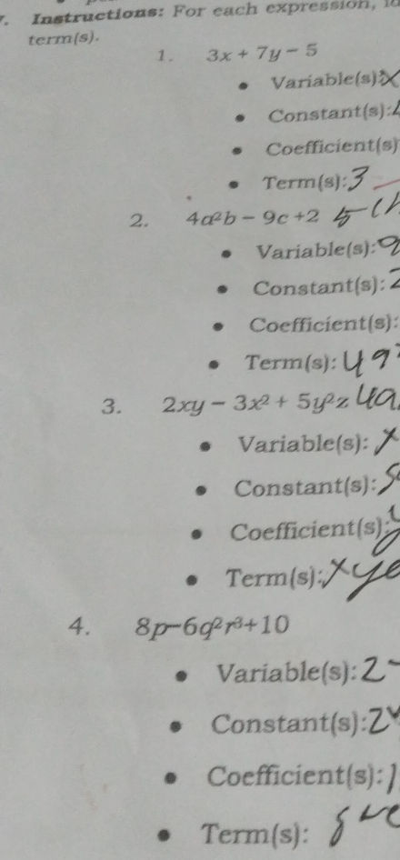 Instructions: For each expression, identify | StudyX