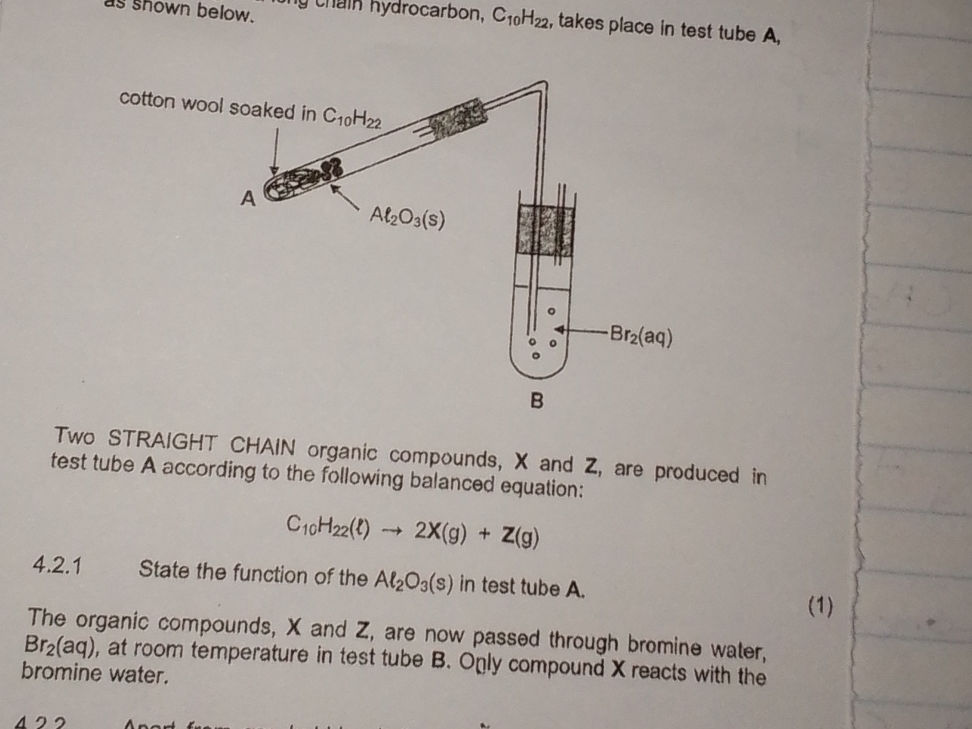 4.2.1 State the function of the Al2O3(s) in | StudyX