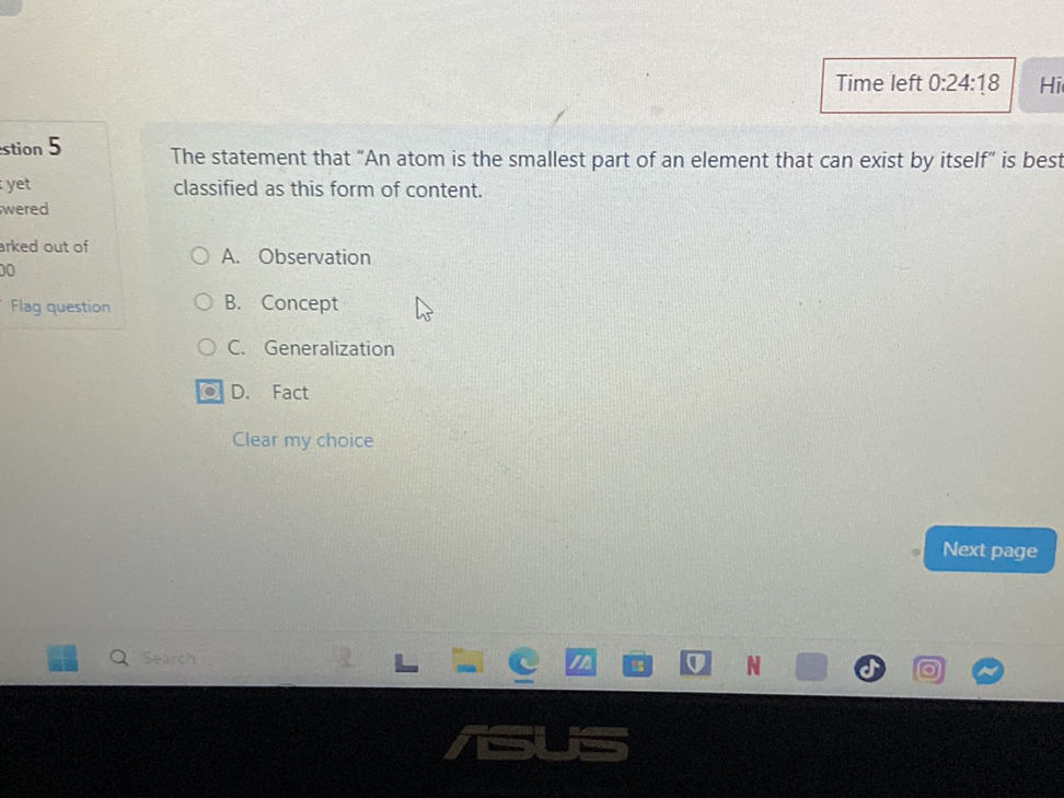 The statement that "An atom is the smallest | StudyX