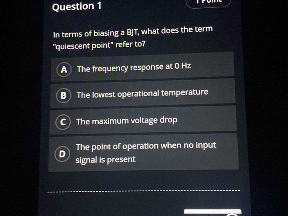 In terms of biasing a BJT, what does the | StudyX