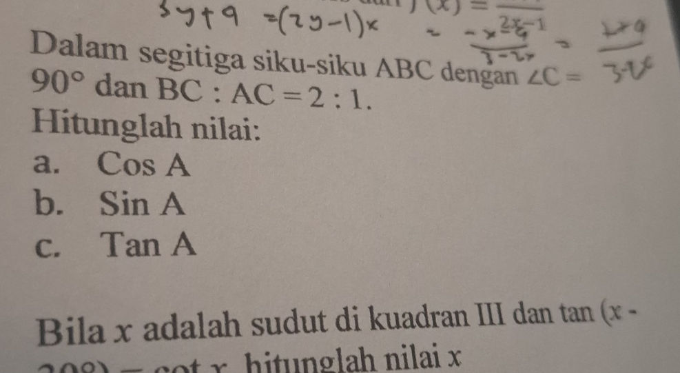 Dalam segitiga siku-siku ABC dengan $ C = | StudyX