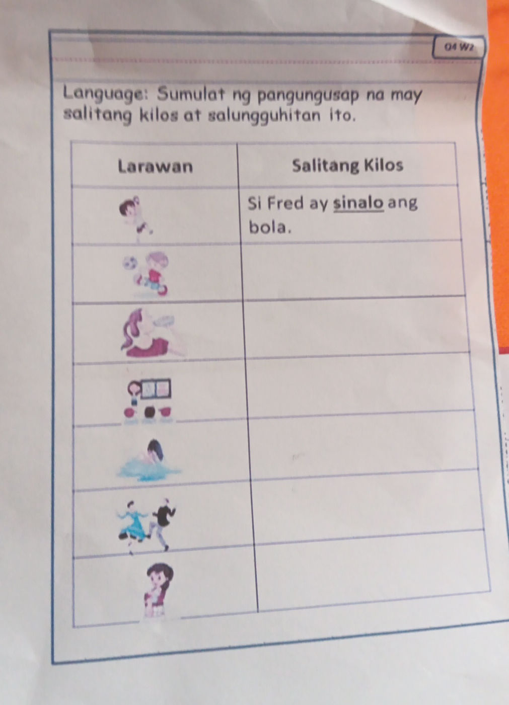 Language: Sumulat ng pangungusap na may | StudyX