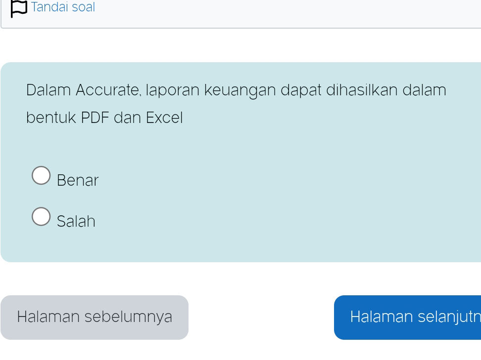 Dalam Accurate, laporan keuangan dapat | StudyX