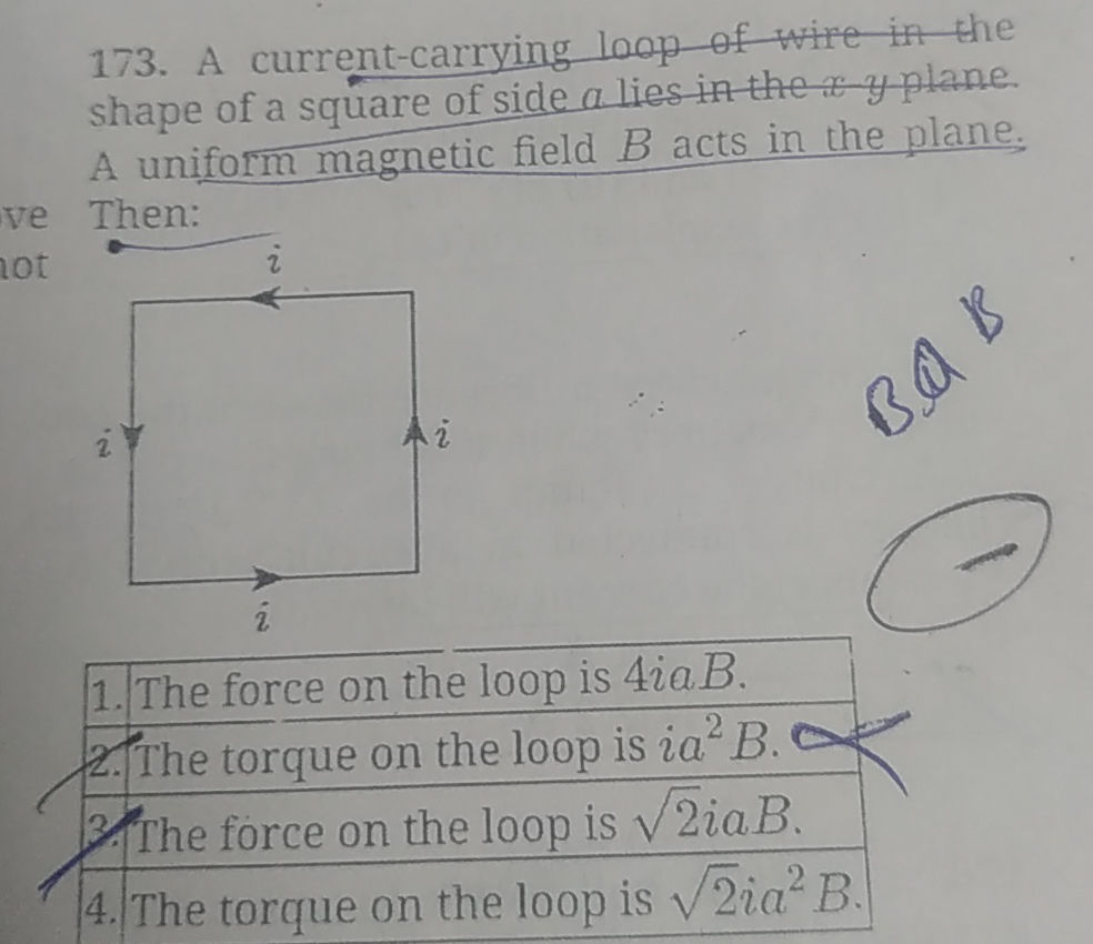 173. A current-carrying loop of wire in the | StudyX