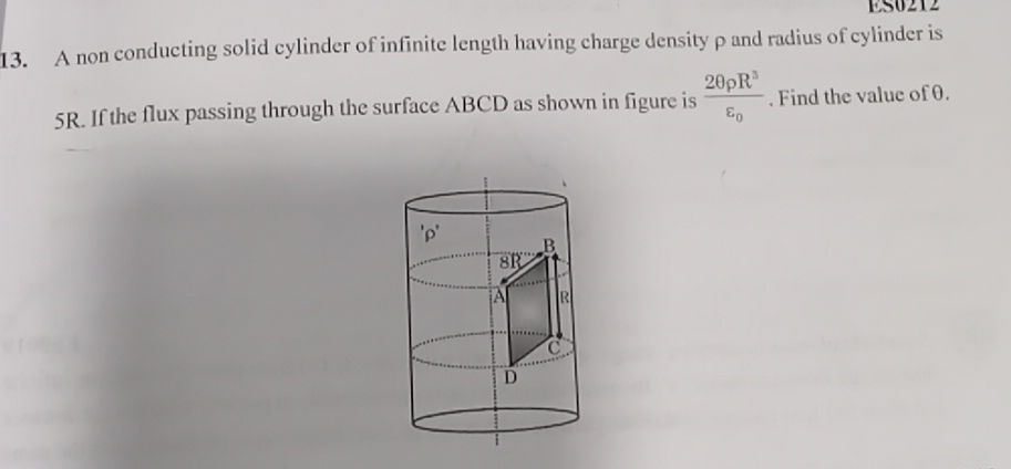A non conducting solid cylinder of infinite | StudyX