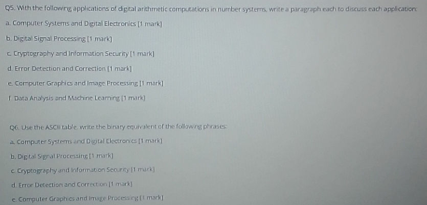 Q5. With the following applications of | StudyX