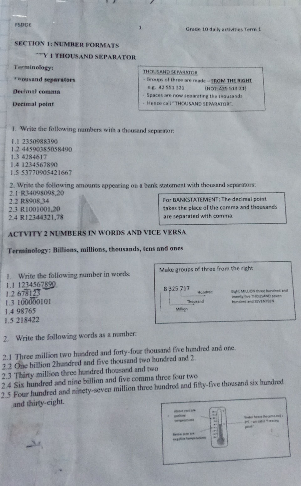 SECTION 1: NUMBER FORMATS 1 THOUSAND | StudyX