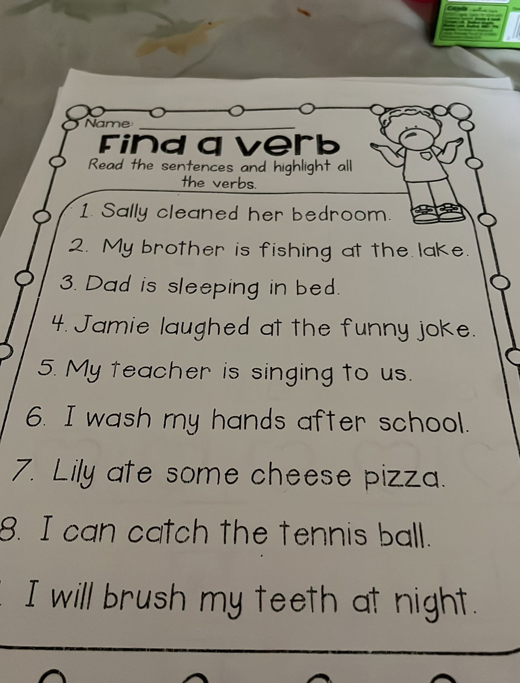 Find a verb Read the sentences and highlight | StudyX