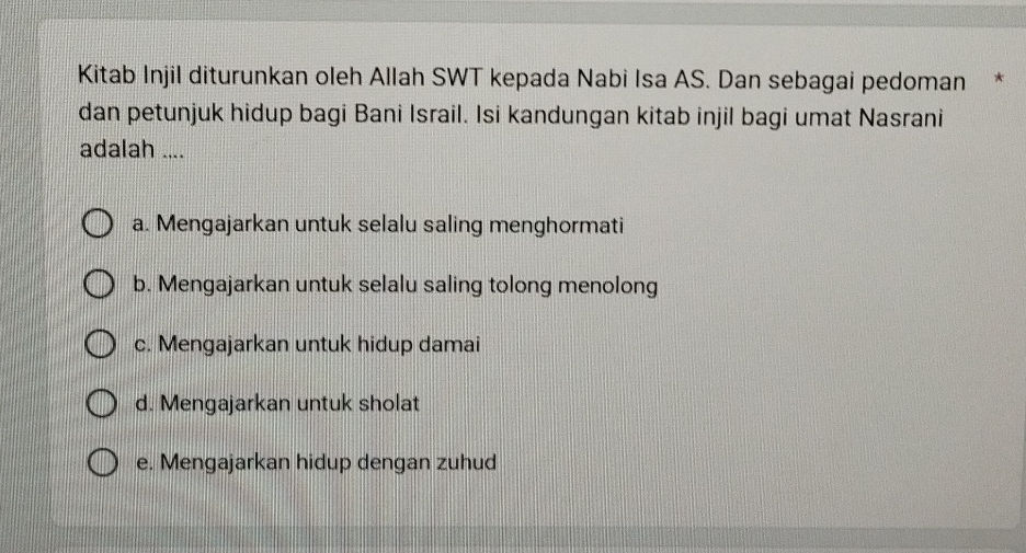 Kitab Injil diturunkan oleh Allah SWT kepada | StudyX