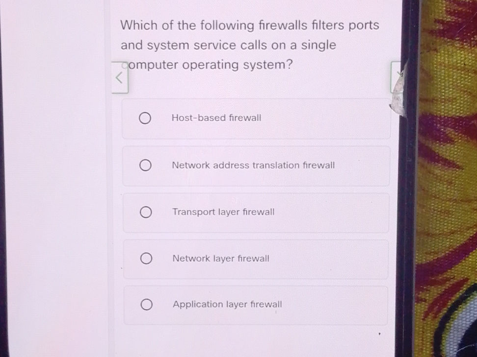 Which of the following firewalls filters | StudyX