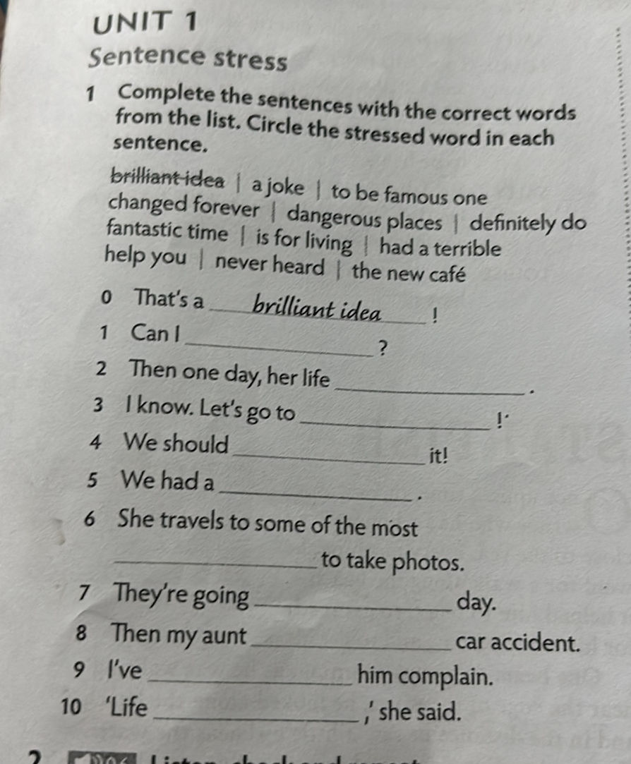 1 Complete the sentences with the correct | StudyX