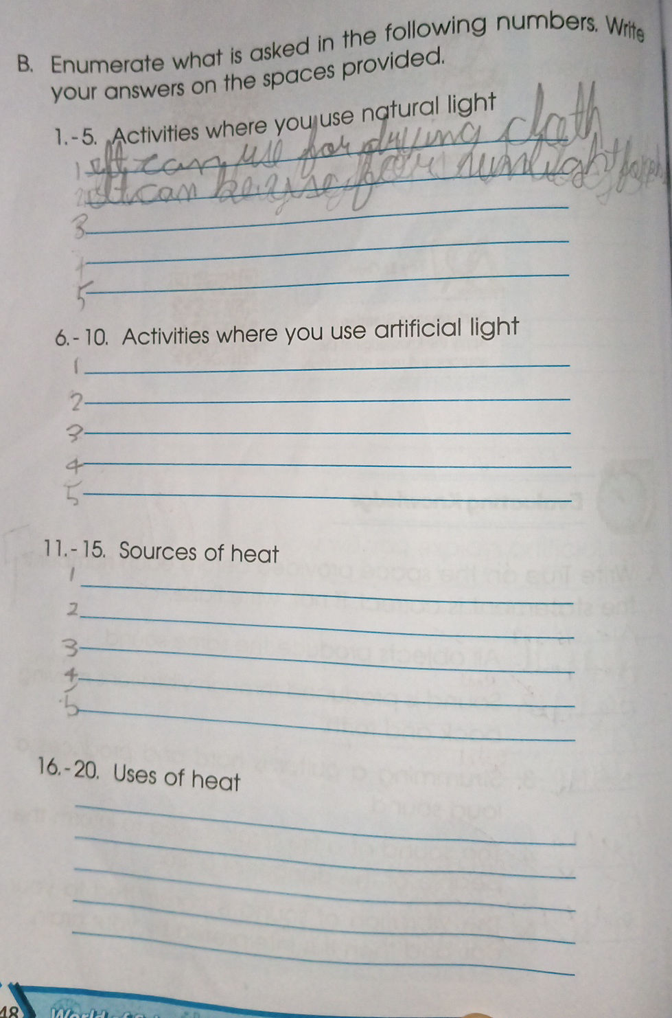 B. Enumerate what is asked in the following | StudyX