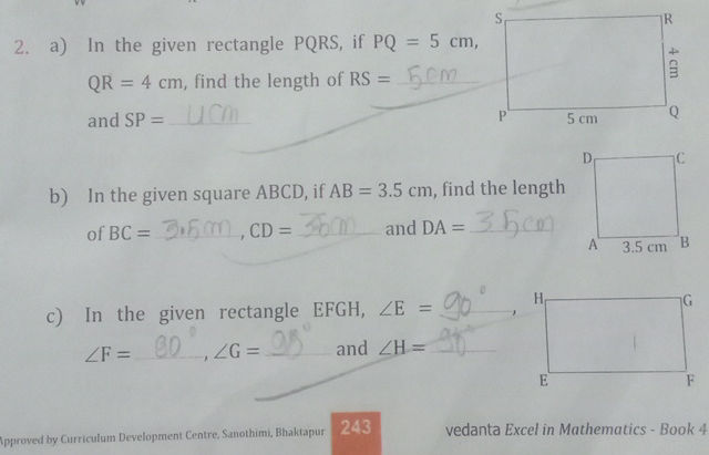 2. a) In the given rectangle PQRS, if PQ = 5 | StudyX
