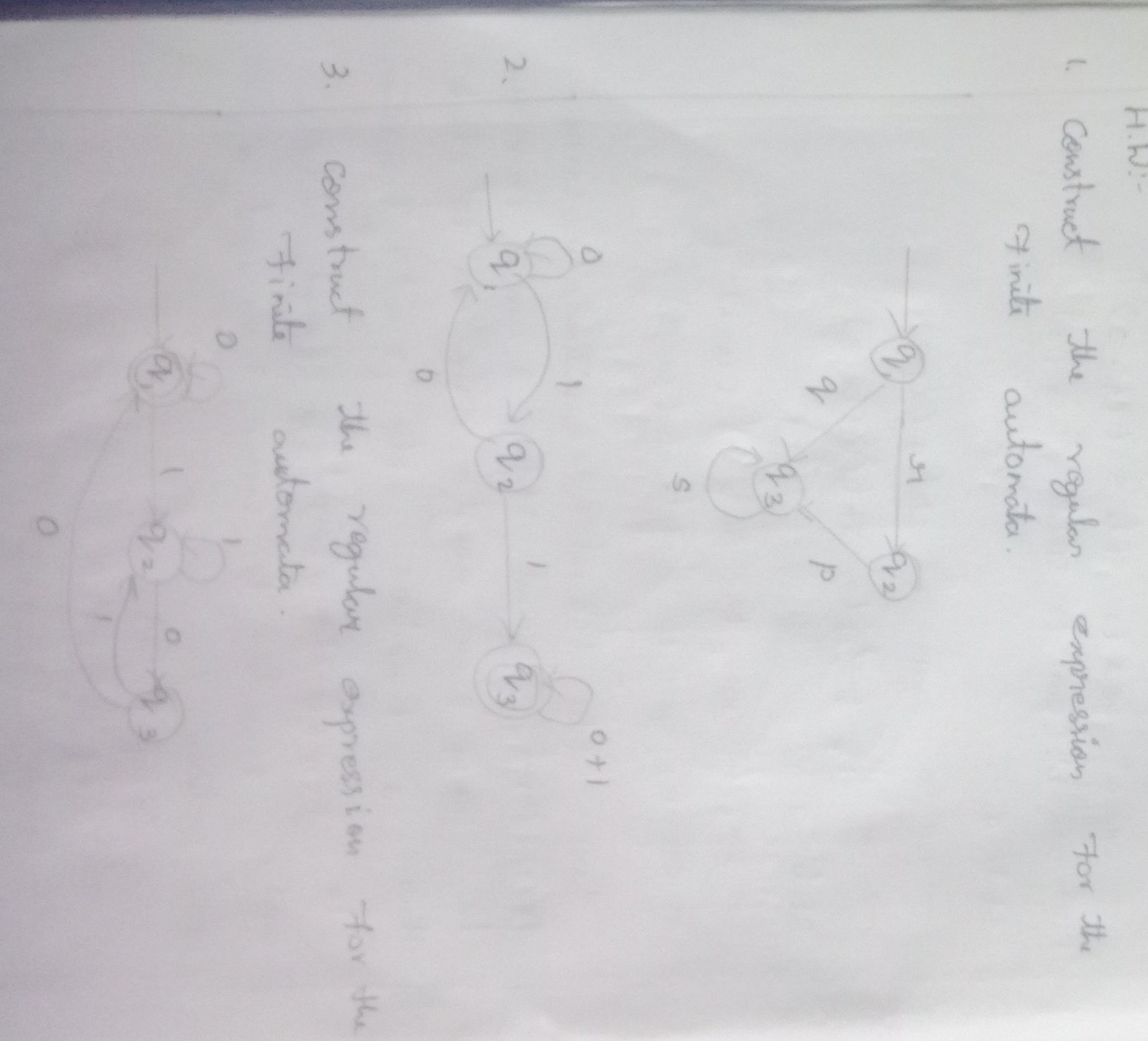 H.W: 1. Construct the regular expression | StudyX