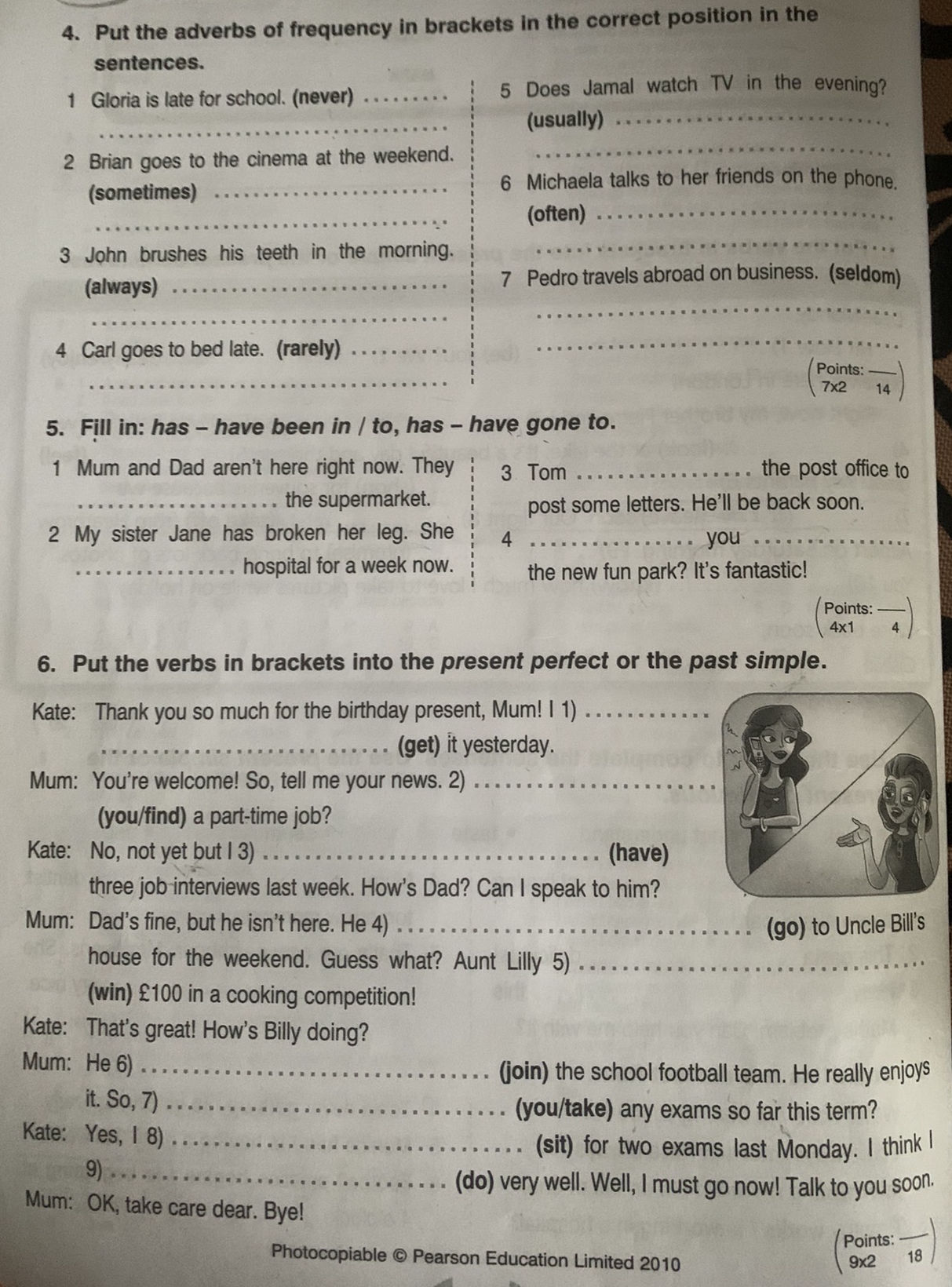 4. Put the adverbs of frequency in brackets | StudyX