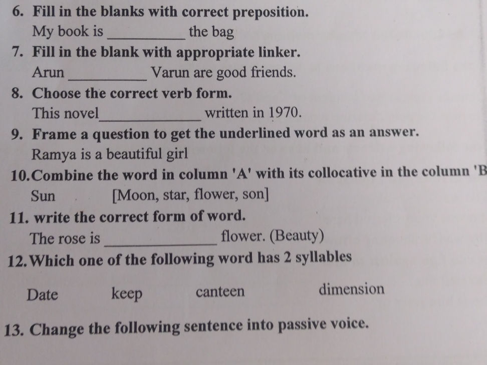 6. Fill in the blanks with correct | StudyX