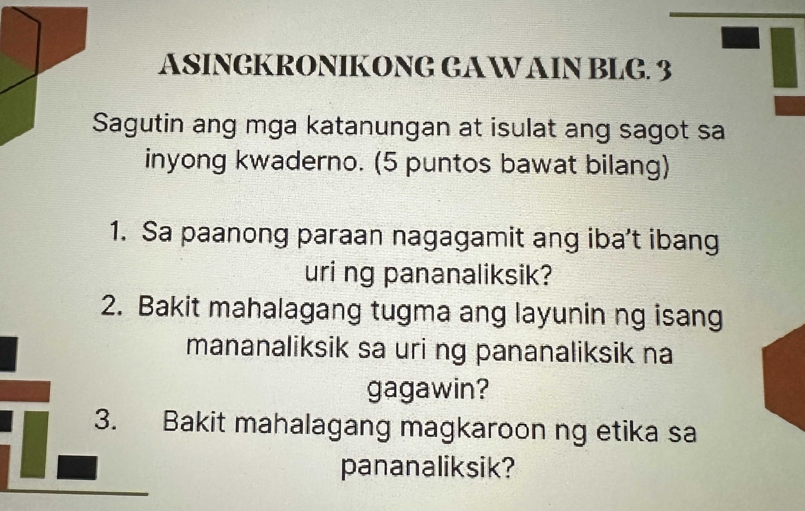 1. Sa paanong paraan nagagamit ang iba't | StudyX