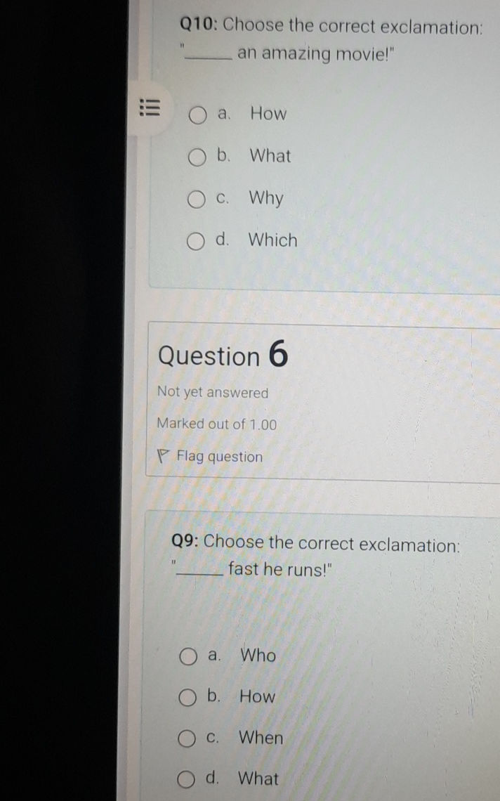 Q10: Choose the correct exclamation: "______ | StudyX