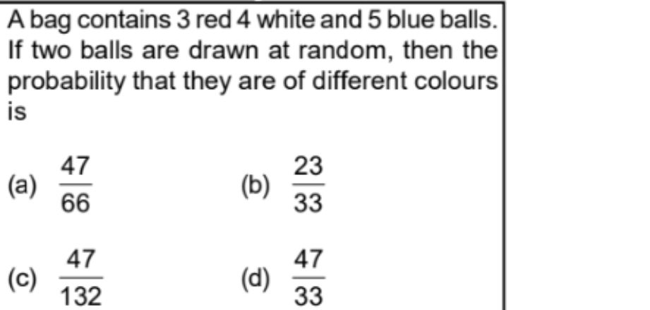 A bag contains 3 red, 4 white and 5 blue | StudyX