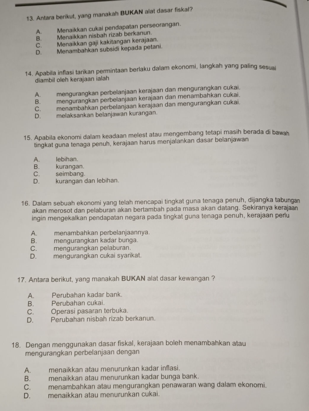 13. Antara berikut, yang manakah BUKAN alat | StudyX