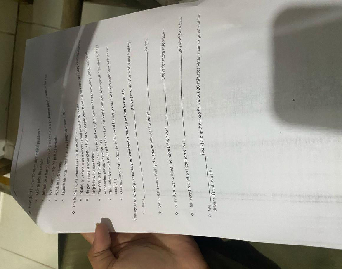 Change into simple past tense, past | StudyX