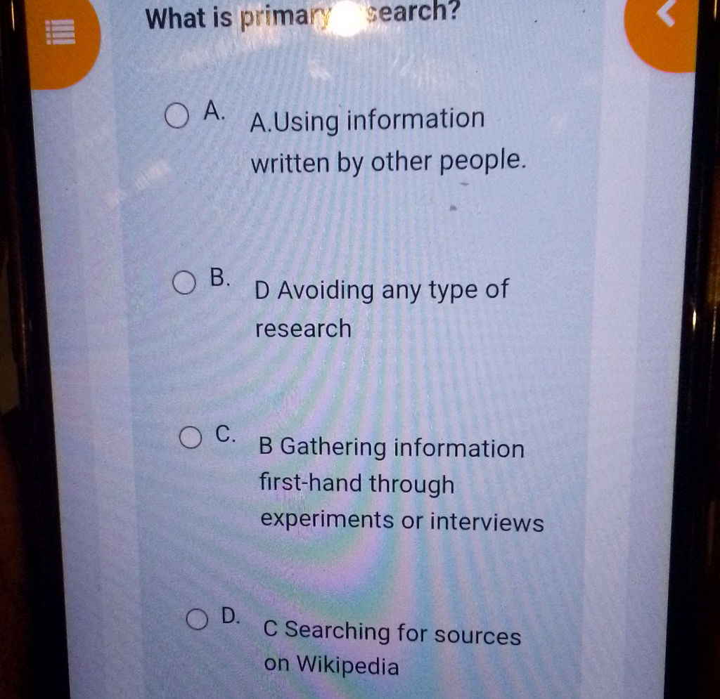 What is primary search? A. Using | StudyX